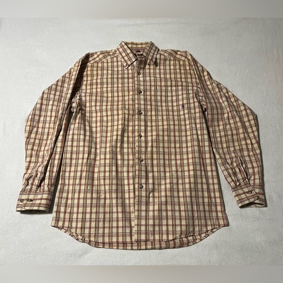 Ariat | Shirts | Ariat Shirt Mens Medium Plaid Yellow Long Sleeve Pro ...
